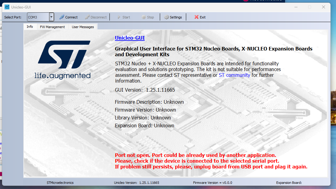 Solved: Unicleo can't connect to SensorTile.box (port not ... - STMicroelectronics Community