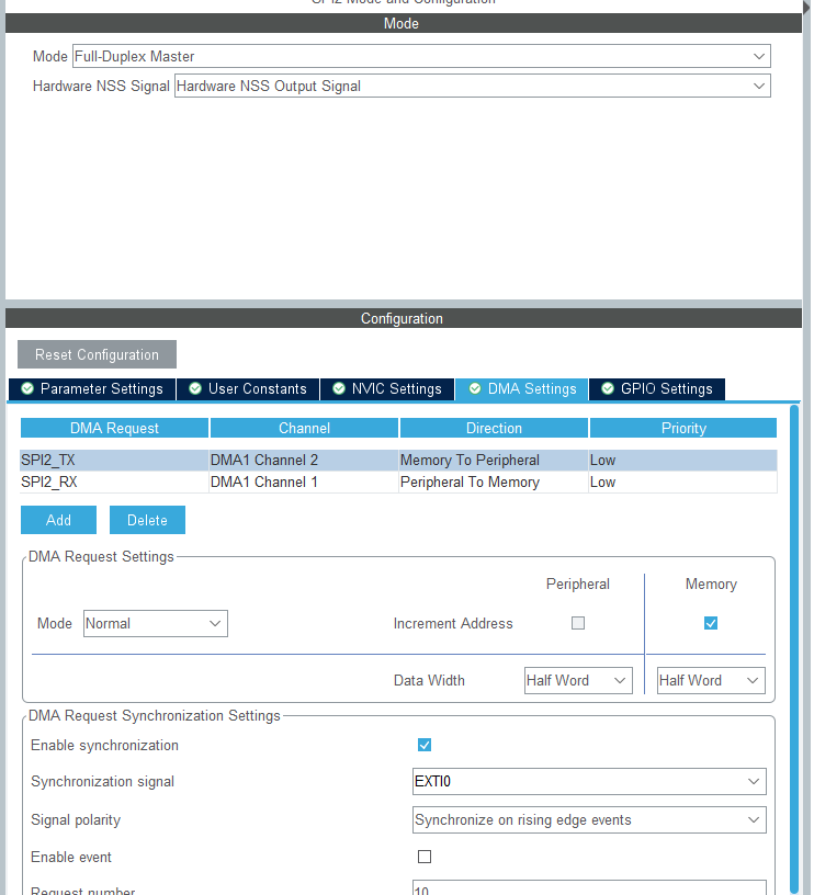 Stm32 Dma Request Synchronization Settings Stmicroelectronics Community