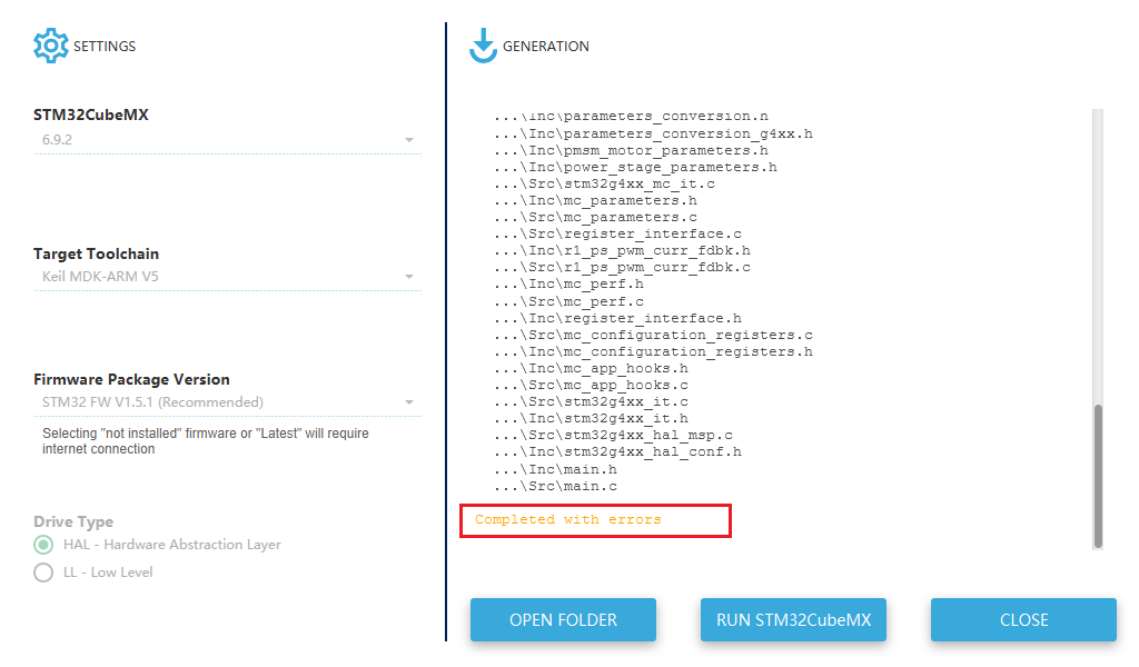 Warning At Generation Stage Stmicroelectronics Community