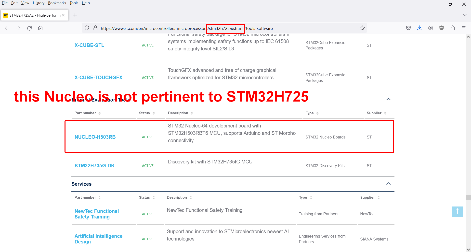 Solved: Incorrect Nucleo recommended for 'H725 - STMicroelectronics Community