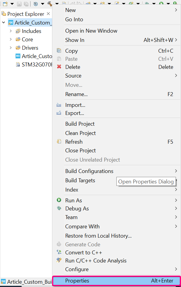 How To Create A Custom Build Setup In Stm32cubeide Stmicroelectronics Community