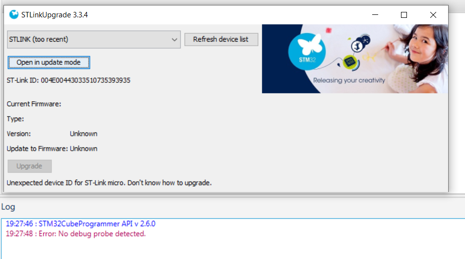 Solved: STM32CubeProgrammer v2.6.0 not supporting STLINKV3 ...