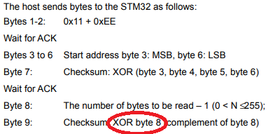 Bootloader read memory command fails - STMicroelectronics Community
