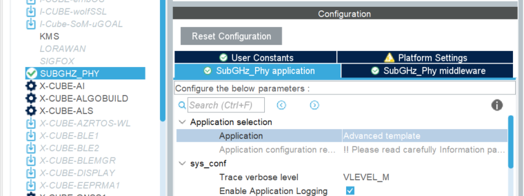 Solved: How to configure the SubGhz parameters in Middlewa... - STMicroelectronics Community