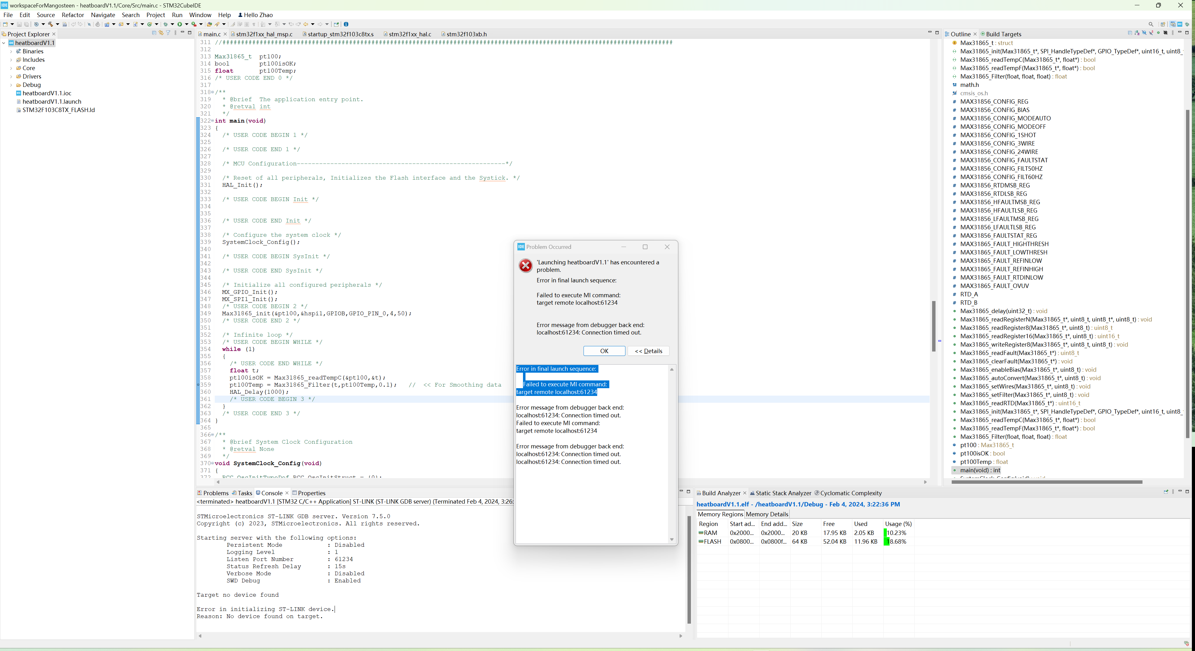 Error localhost:61234: Connection timed out. - STMicroelectronics Community