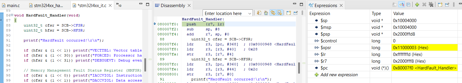 Solved: Using end of memory address as process stack point... - STMicroelectronics Community