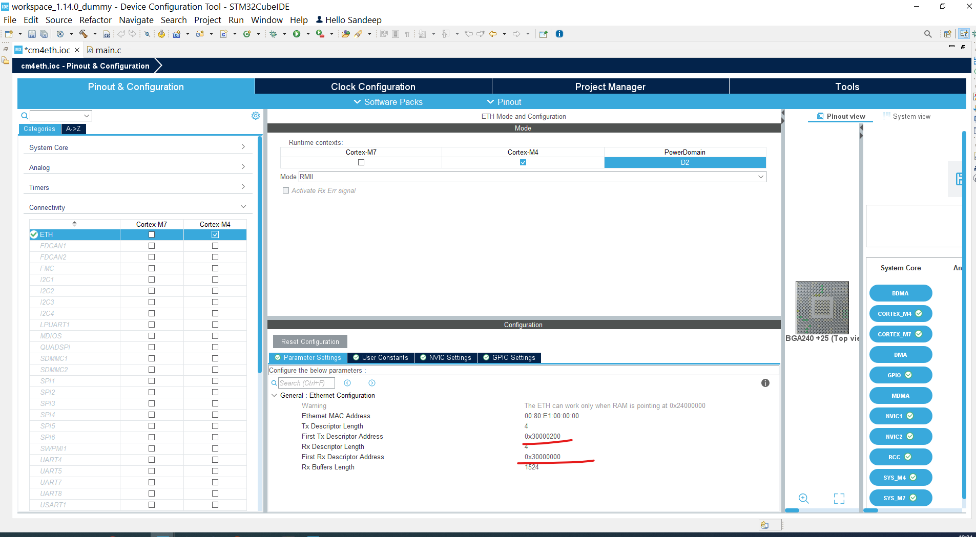 Stm32h747i Ethernet Cm4 Rxdecripsection And Tx Stmicroelectronics Community