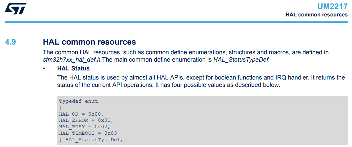 Solved: HAL_StatusTypeDef function - STMicroelectronics Community