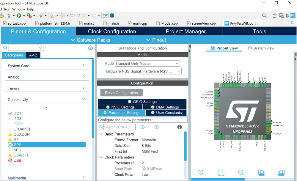 How to enable SPI in STM32WB5MMG using STMCubeIDE? - STMicroelectronics ... How to enable SPI in STM32WB5MMG using STMCubeIDE? - STMicroelectronics ...