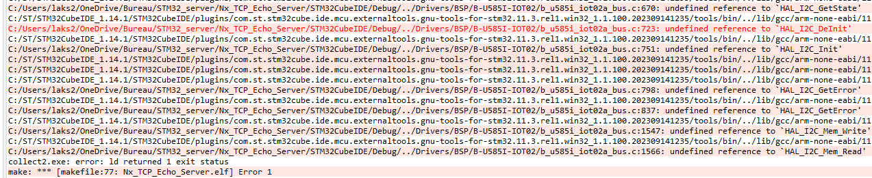 Solved: B-U585I-IOT02A Undefined reference HAL_I2C - STMicroelectronics Community