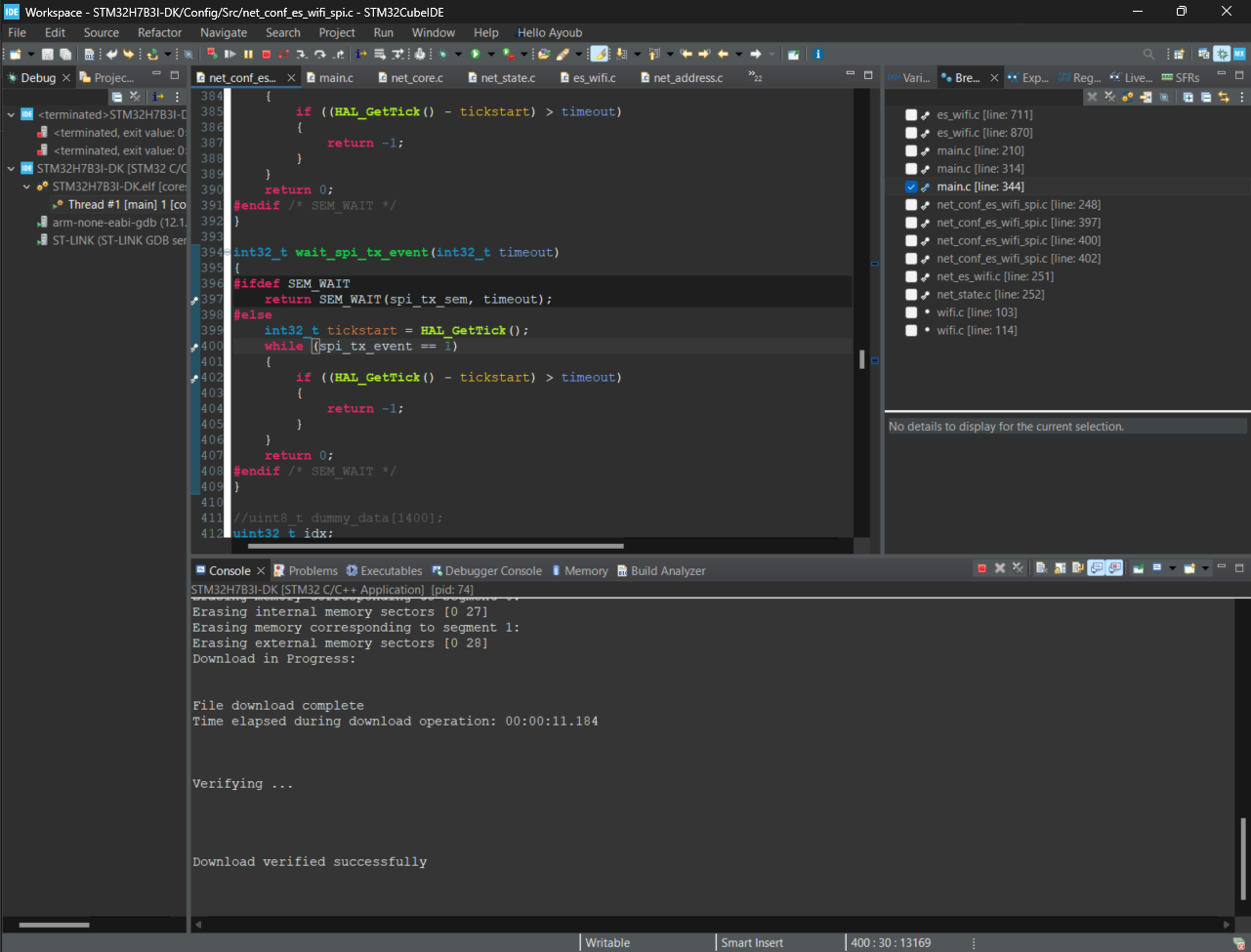 Solved: WiFi Initialization Issues on STM32H7B3I-DK along ... - STMicroelectronics Community