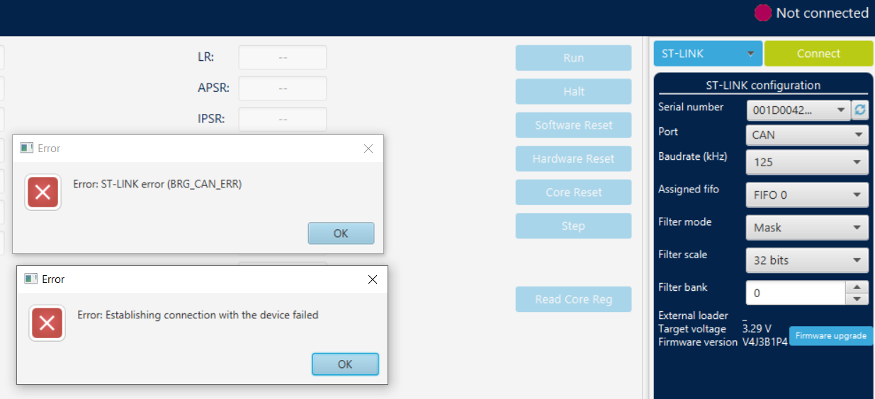 Stlink V3pwr Cannot Connect To Bootloader Stm32l47 Stmicroelectronics Community