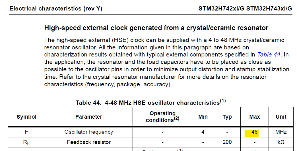 STM32H743XIH6 Crystal Frequency - STMicroelectronics Community