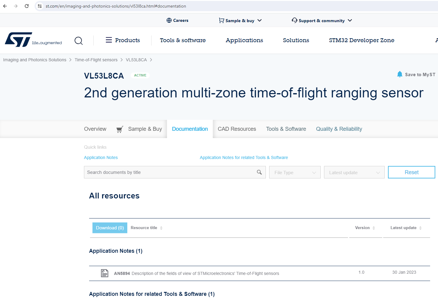 Solved: VL53L8CA Data Sheet & Sample - STMicroelectronics Community