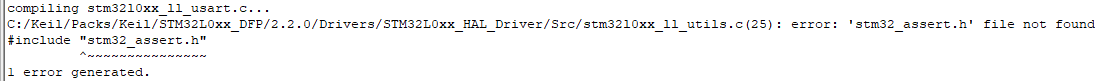 Solved: CUBE MX with Keil 5.39 Full Assert bug in stm32l0x... - STMicroelectronics Community