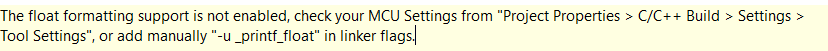 Solved: Errore "-u_printf_float" - STMicroelectronics Community