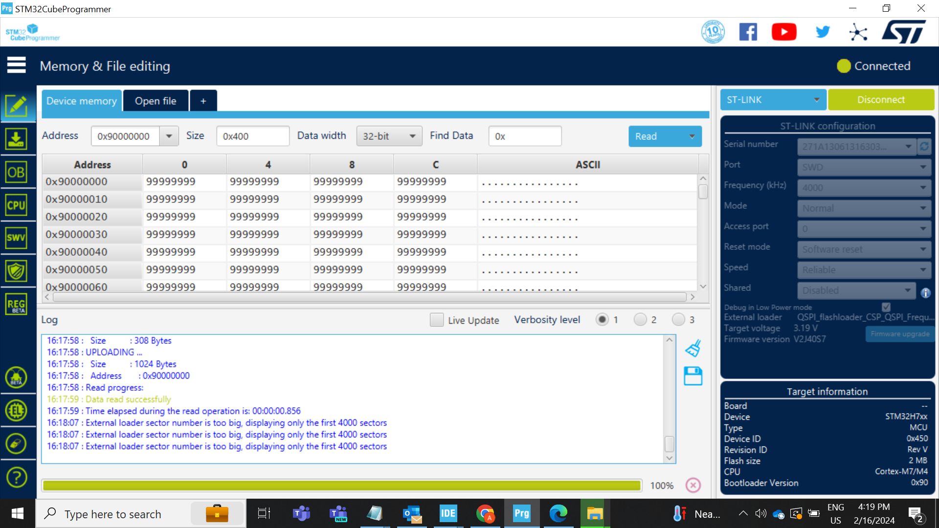 Issue With Qspi External Flash Loader Verification