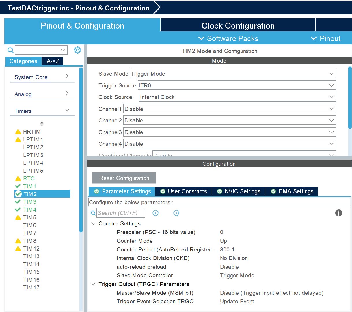 Start DAC and ADC at the same time - STMicroelectronics Community