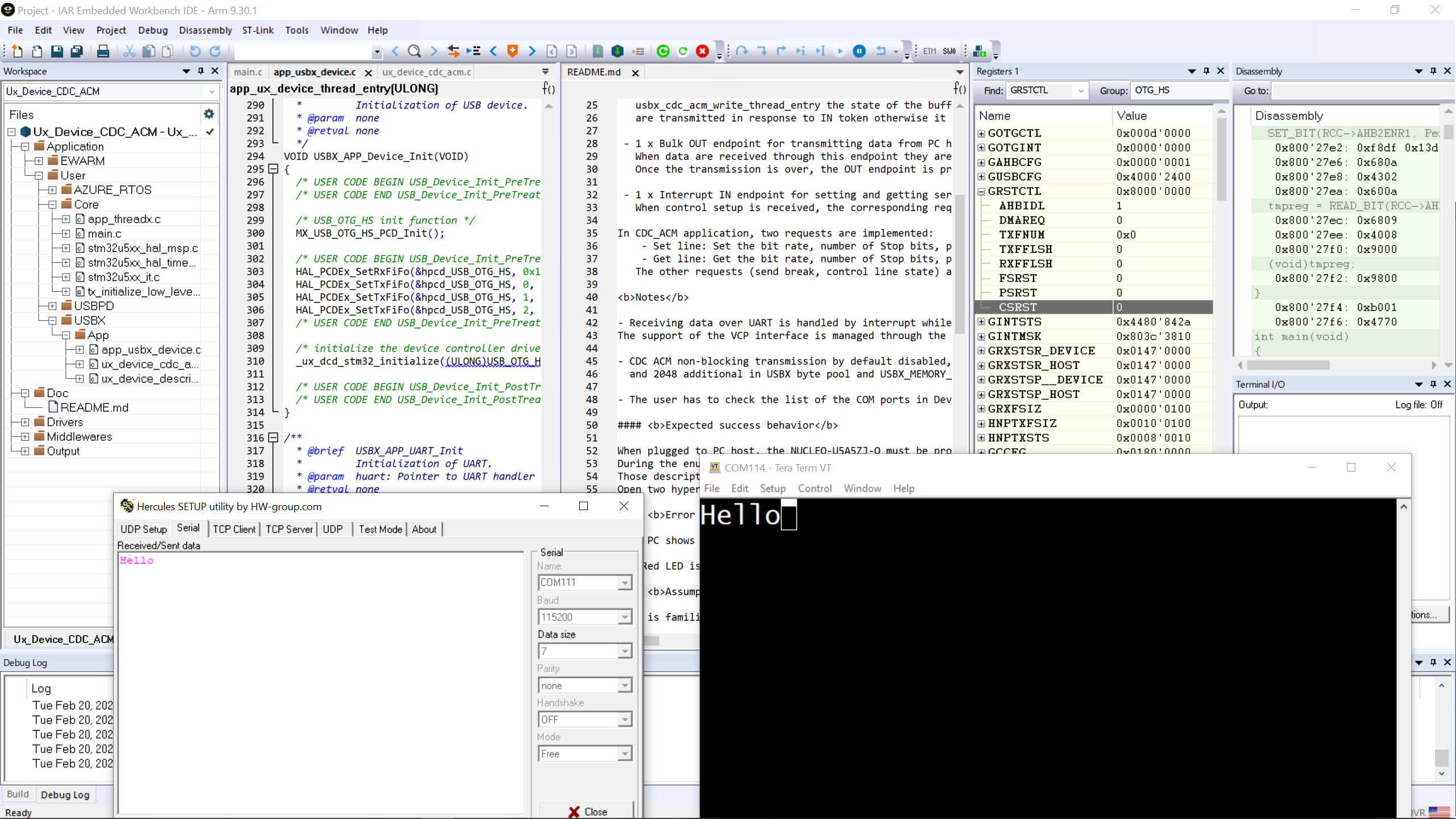 Solved Stm32u5a5 Cube 1141 Cdcacm And Usbhs With Usb Stmicroelectronics Community