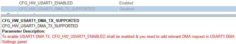 Unable To Access The Cfg Hw Usart1 Dma Tx Supporte Stmicroelectronics Community