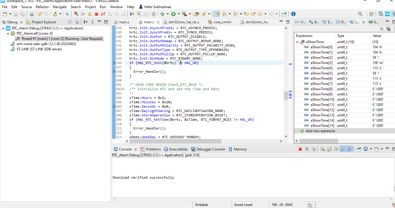 Rtc Example Folder Freezes At Halrtcinit Stmicroelectronics Community 
