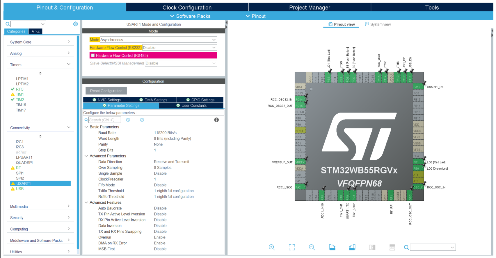 Change USART1 pins location - STMicroelectronics Community