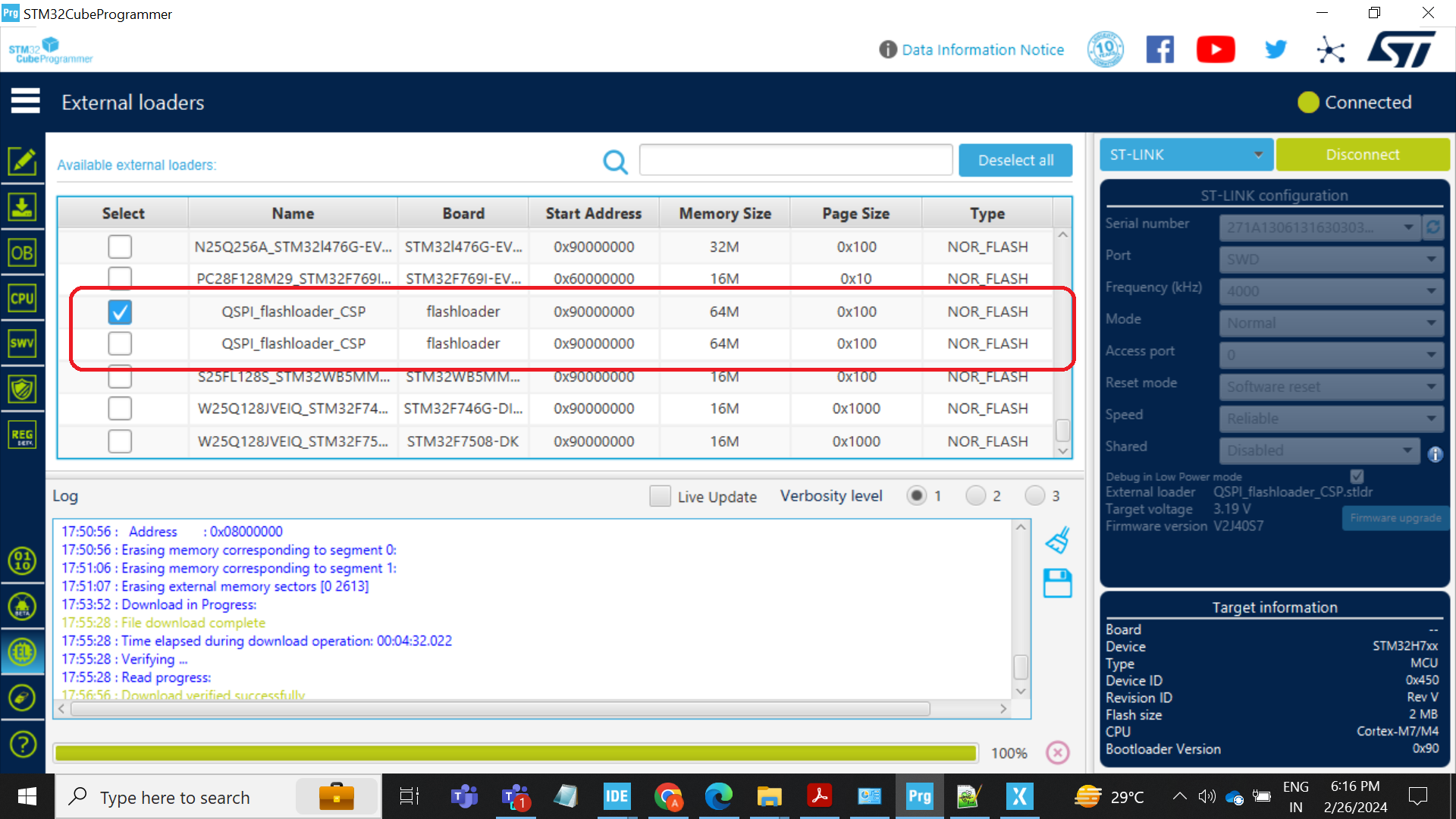 Issue With Qspi External Flash Loader Verification