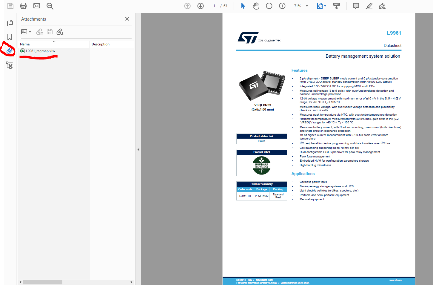 Solved: L9961 Register Map Excel File is missing - STMicroelectronics Community