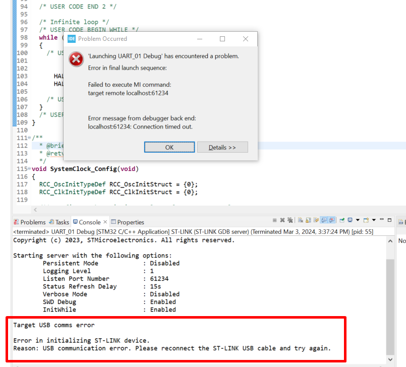 Solved: ST Link connection issue - STMicroelectronics Community