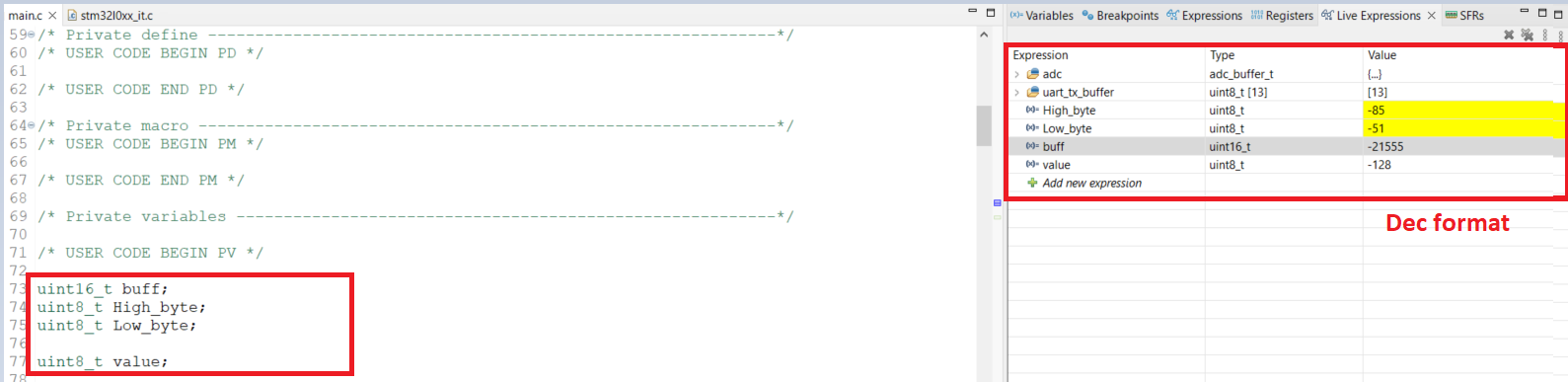 Solved: Why uint8_t uint16_t shows negative when value mor... - STMicroelectronics Community