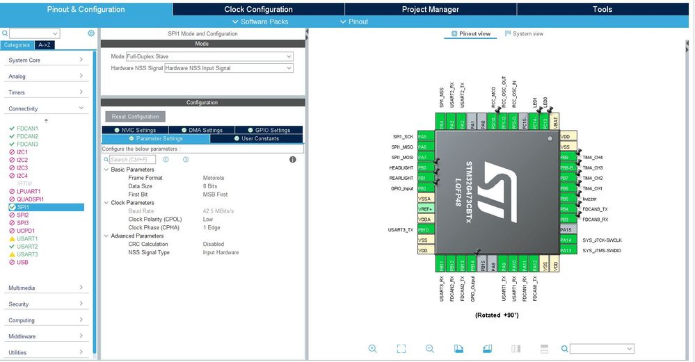 STM32G473 spi slave mode with DMA, HAL_SPI_Transmi ... STM32G473 spi slave mode with DMA, HAL_SPI_Transmi ...