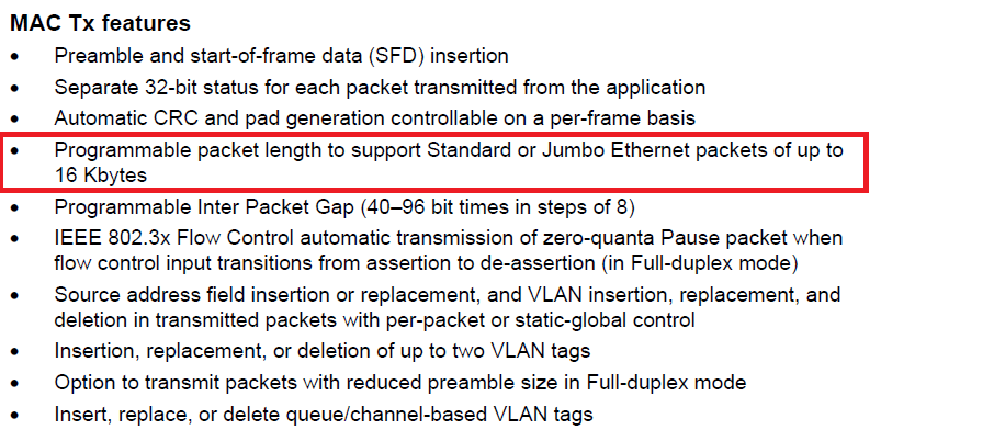 Solved Stm32f407vgt6 Ethernet Module Jambo Frame Feature Stmicroelectronics Community