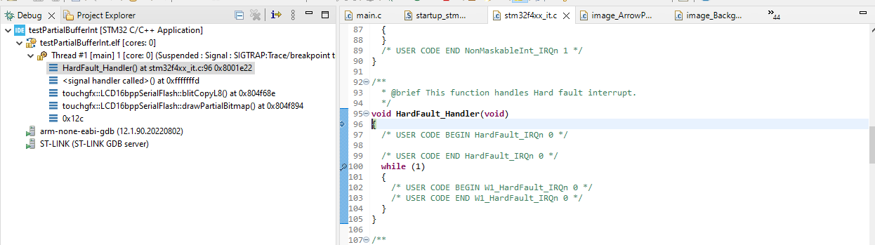 Solved: Touchgfx L8 Image Hard Fault Handler - STMicroelectronics Community