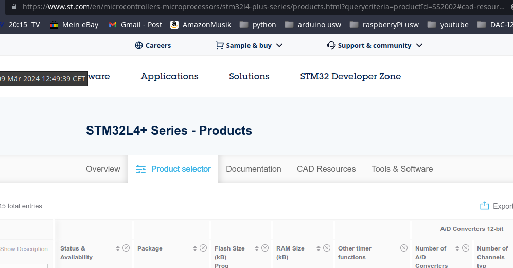 Solved: Can't go to Overview for STM32L4+ Series on ST web... - STMicroelectronics Community