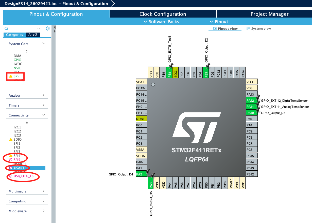 Pinout and Configuration functions disabled? - STMicroelectronics Community