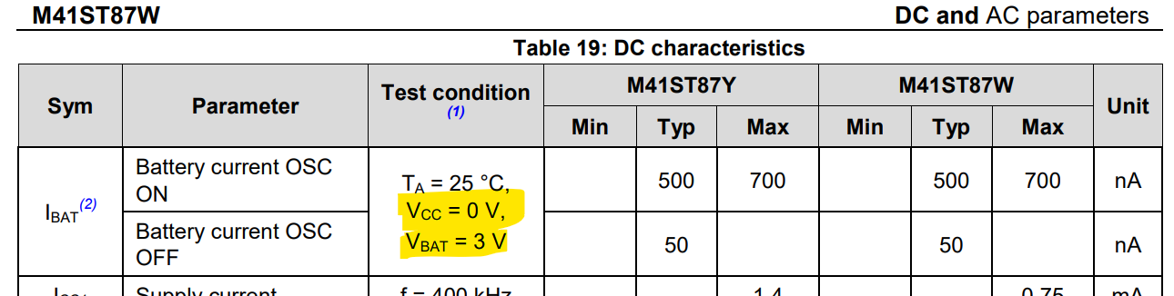 Solved: M41ST87WMX6TR RTC Vbat Max. - STMicroelectronics Community