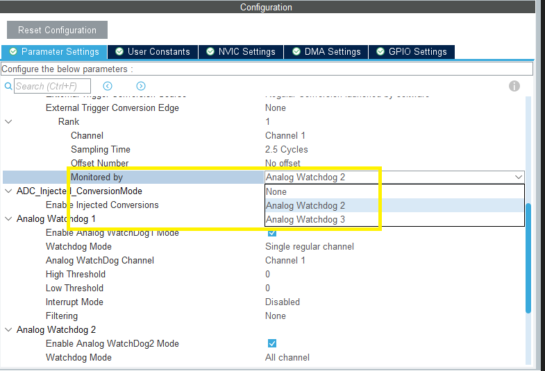 Solved: How to configure STM32G474’s ADC Analog Watchdog2、... - STMicroelectronics Community