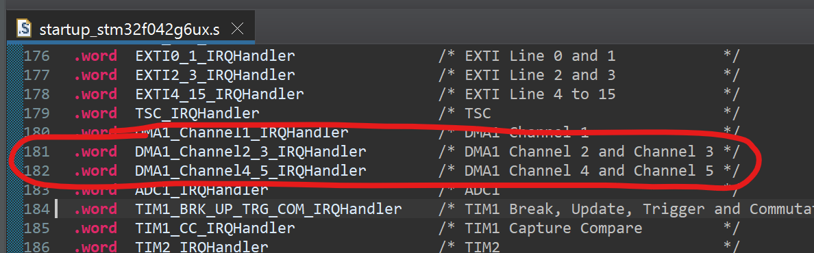 Solved Stm32f042g6u6 Startup File Does Not Contain Isr Ve Stmicroelectronics Community