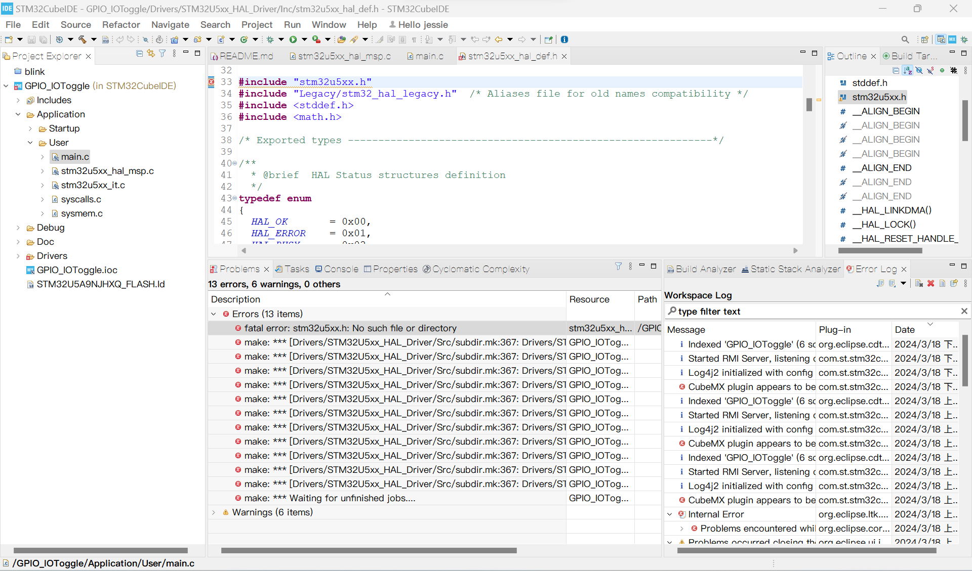 Solved: fatal error: stm32u5xx.h: No such file or director... - STMicroelectronics Community