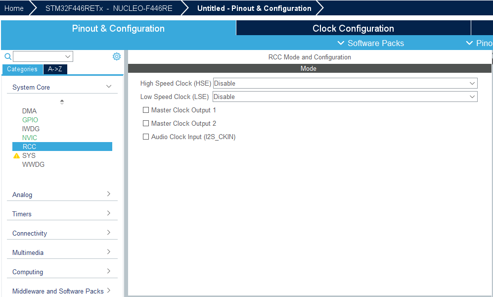 Solved: Error in Default CubeMX Settings for NUCLEO-F446RE - STMicroelectronics Community