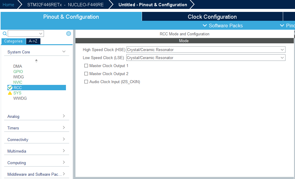 Solved: Error in Default CubeMX Settings for NUCLEO-F446RE - STMicroelectronics Community