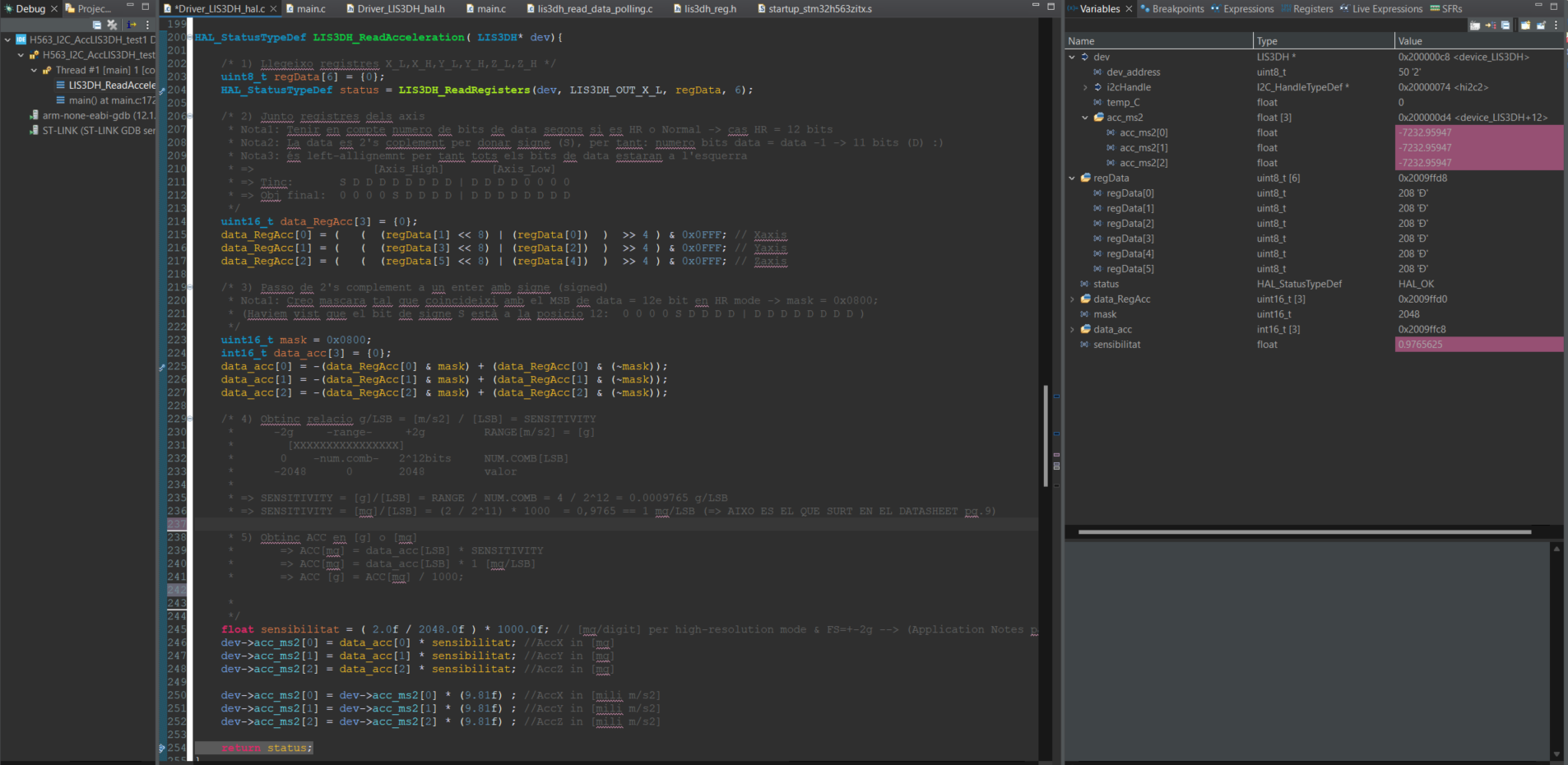 LIS3DH using I2C HAL - Not reading acceleration da... - STMicroelectronics Community