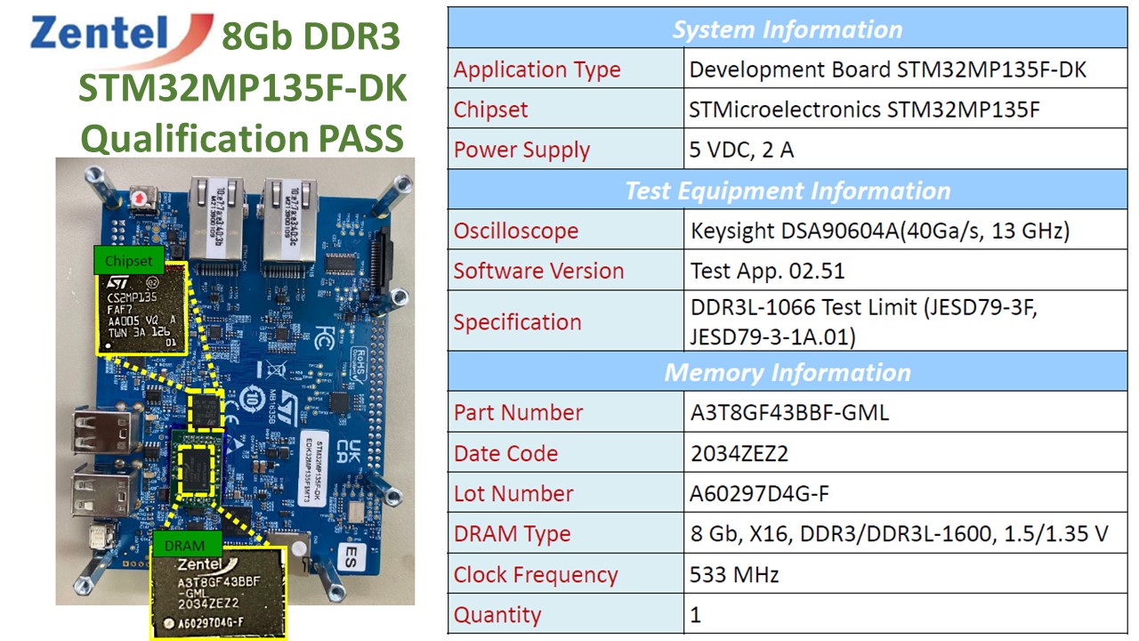 STM32MP135F - 8Gb DDR3 A3T8GF43BBF - validation pa ...