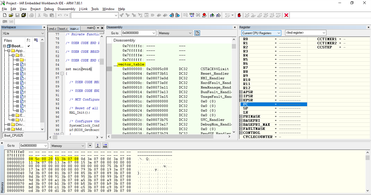 Issue while jumping from internal ST bootloader to ...