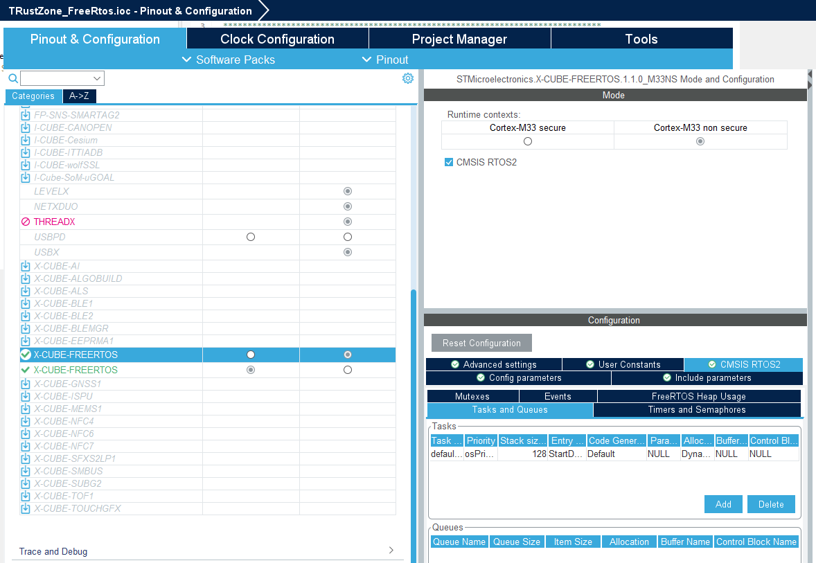 Solved: Problem with FreeRtos in TrustZone enabled - STMicroelectronics Community