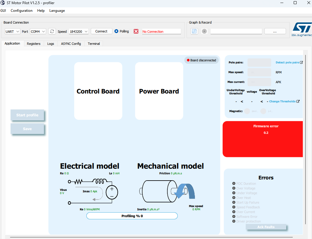 I am getting Frimware error for ST Motor Profiler ... - STMicroelectronics Community