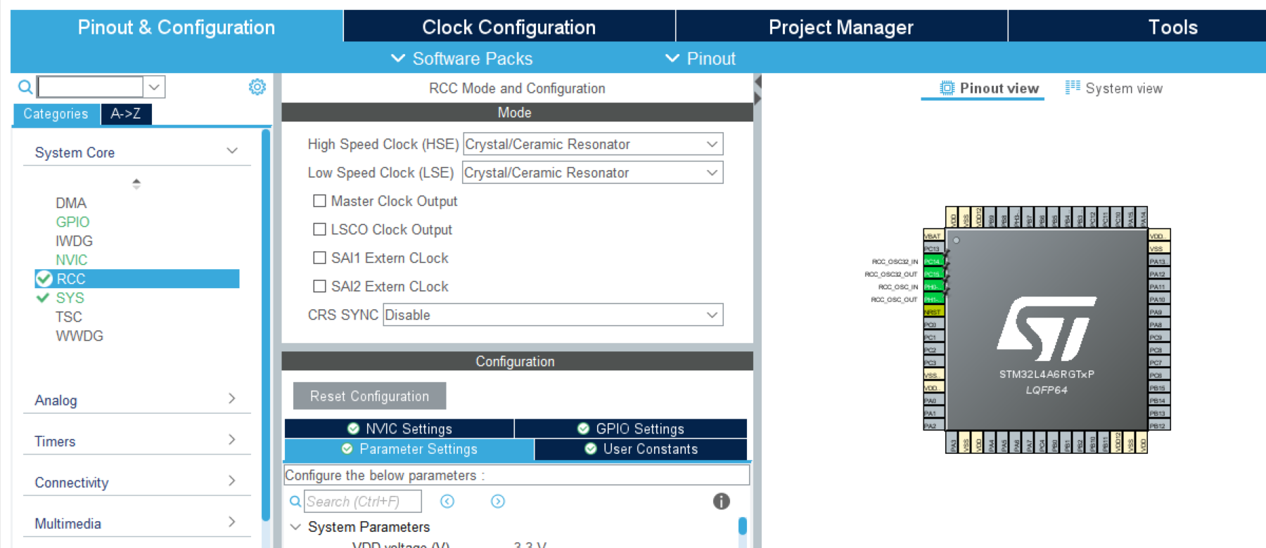 Solved: STM32L4A6 LSE can't be configured in Clock configu... - STMicroelectronics Community