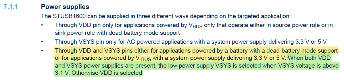 VDD pin connection of STUSB1600 - STMicroelectronics Community