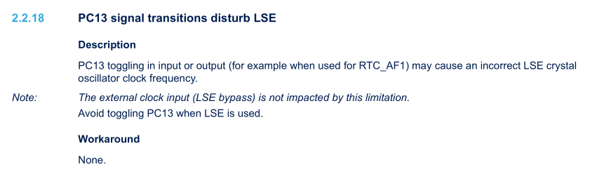 Solved: STM32L452 LSE & PC13 Errata - STMicroelectronics Community