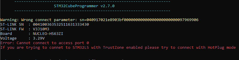 Solved: How to program STM32H563ZI with TZ disabled using ... - STMicroelectronics Community